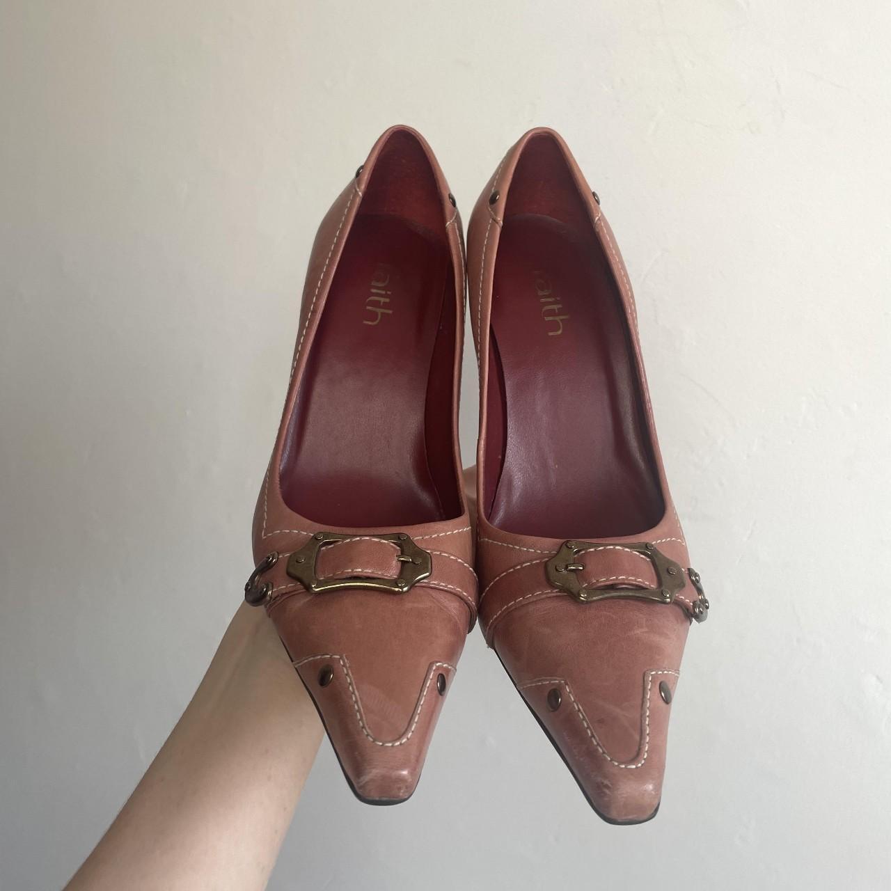 Faith pink slight heel court shoes size UK 4 in... - Depop