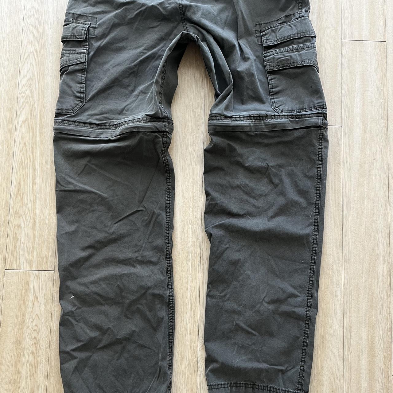 dark / washed green parachute work cargos zip off... - Depop