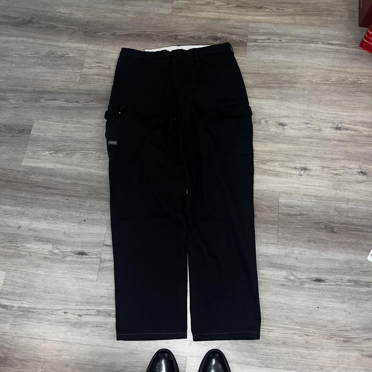 Black twill work cargos relaxed / baggy fit worn... - Depop