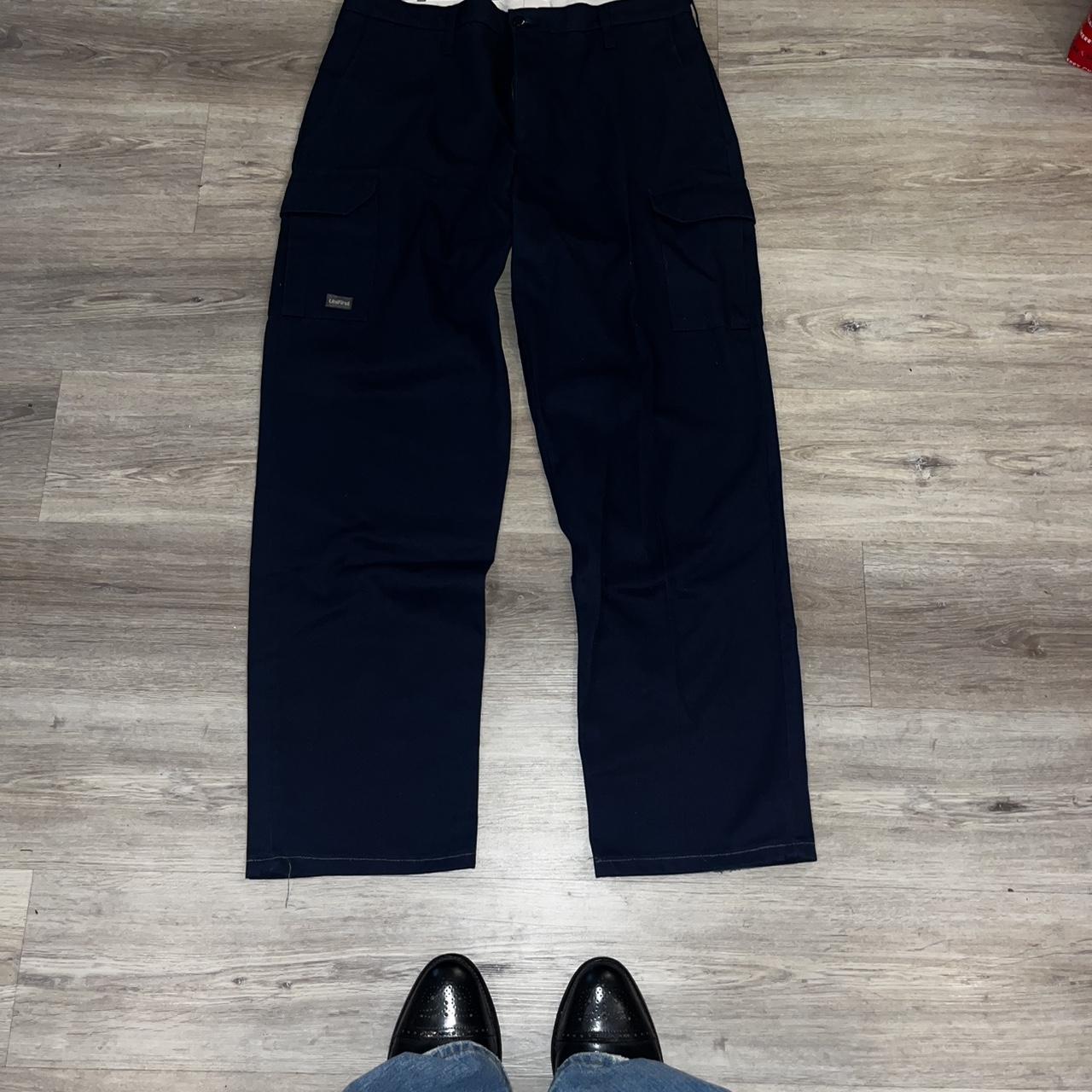 Dark blue work cargos relaxed / baggy fit each pair... - Depop