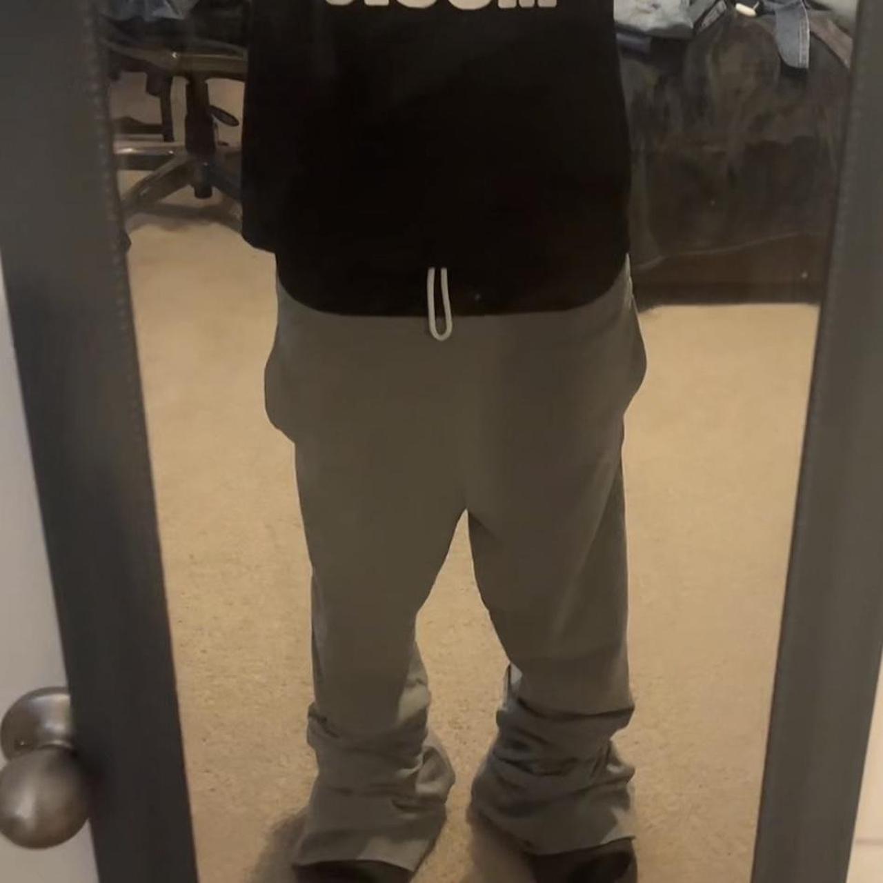 custom stacked flared grey sweats -made to... - Depop