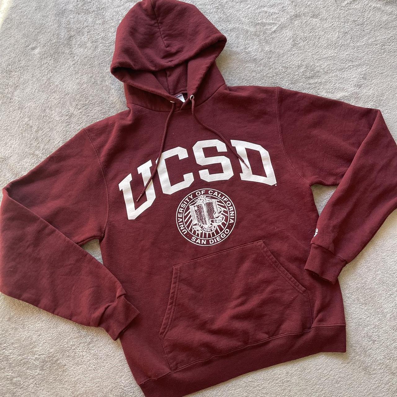 Champion UC San Diego Burgundy Hoodie Size S Great... - Depop