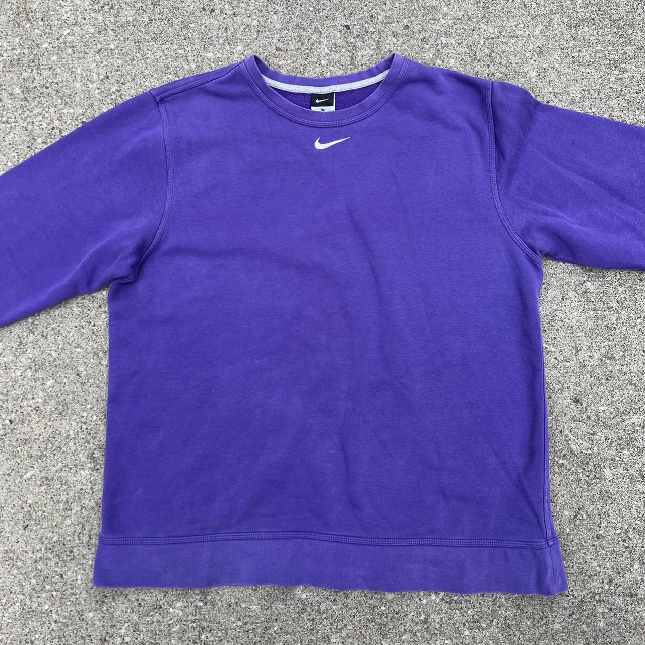 2000s purple nike center swoosh crewneck xl great... - Depop