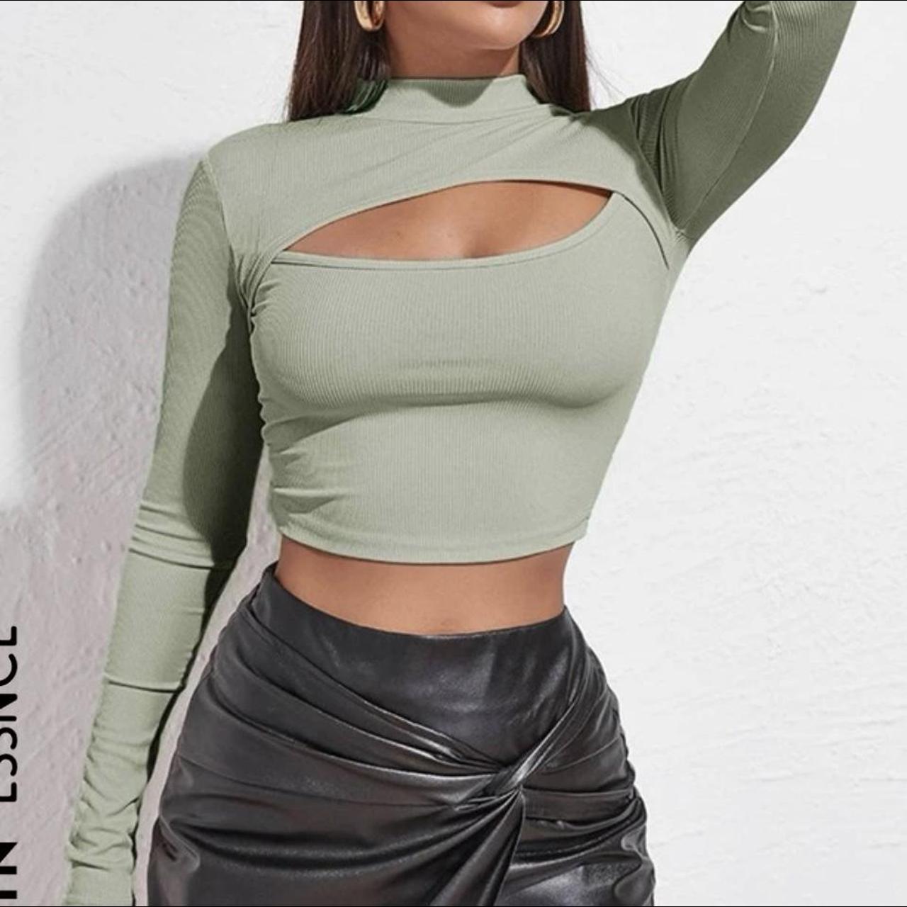 open cut top mint green | Depop