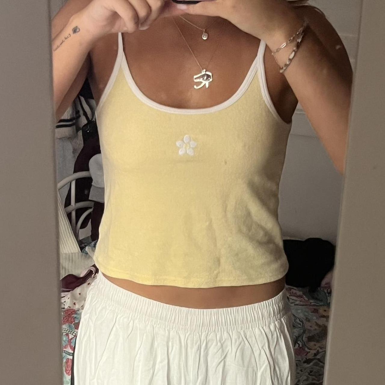 Ghanda yellow and white tank top S #tanktop #ghanda | Depop