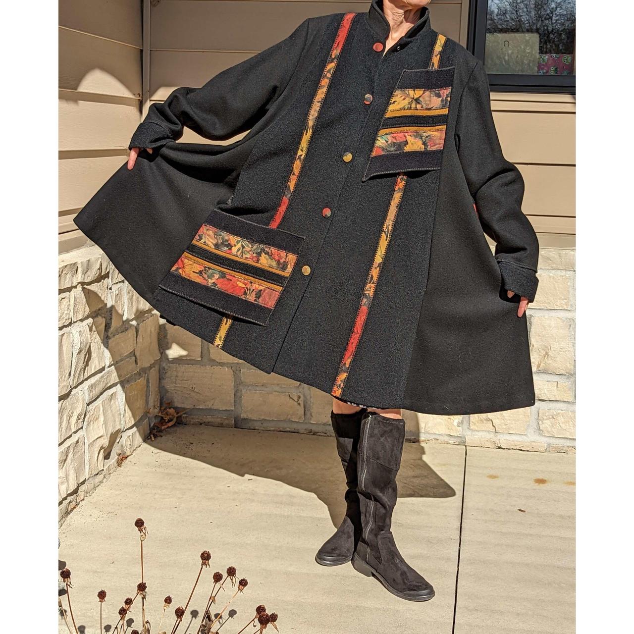 Beautifully detailed wool swing style coat. Lining... - Depop