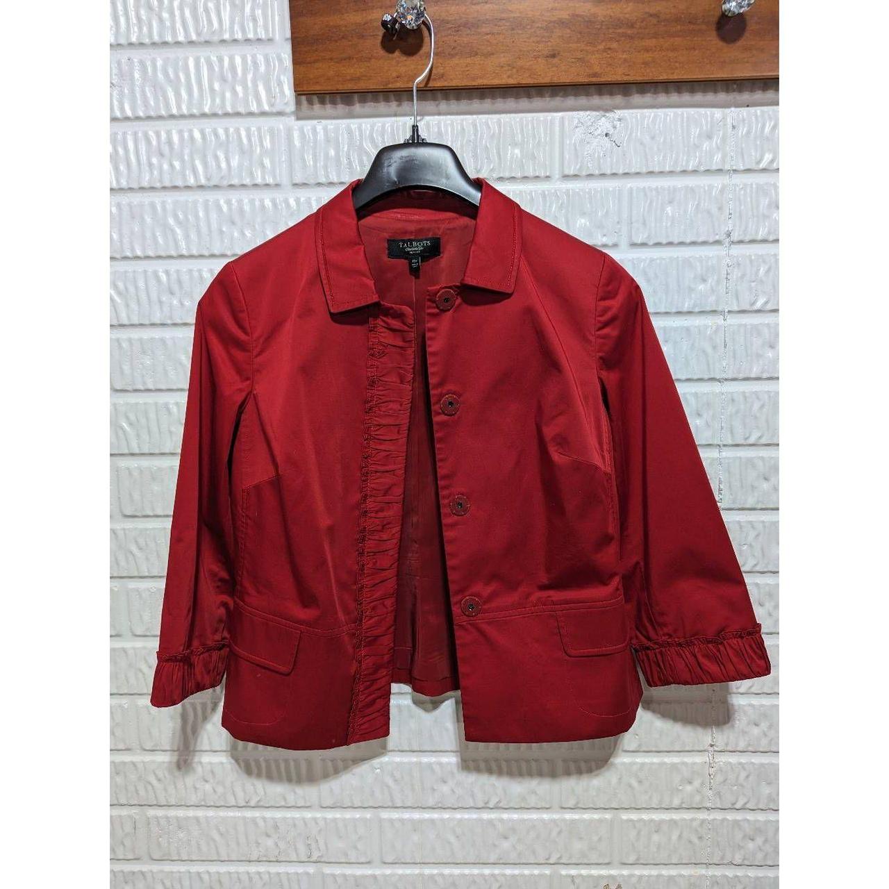 Talbots Women's Red Cotton Stretch Hidden Snap... - Depop
