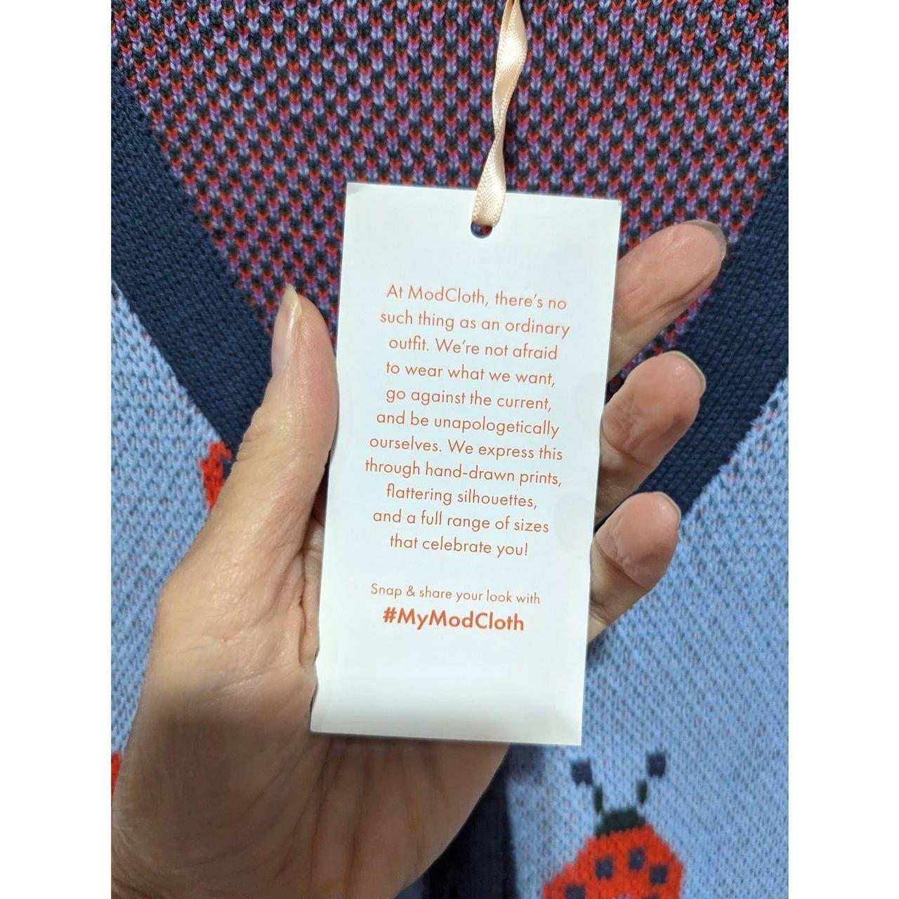 ModCloth Women's Blue Red Short Sleeve Lady Bug... - Depop