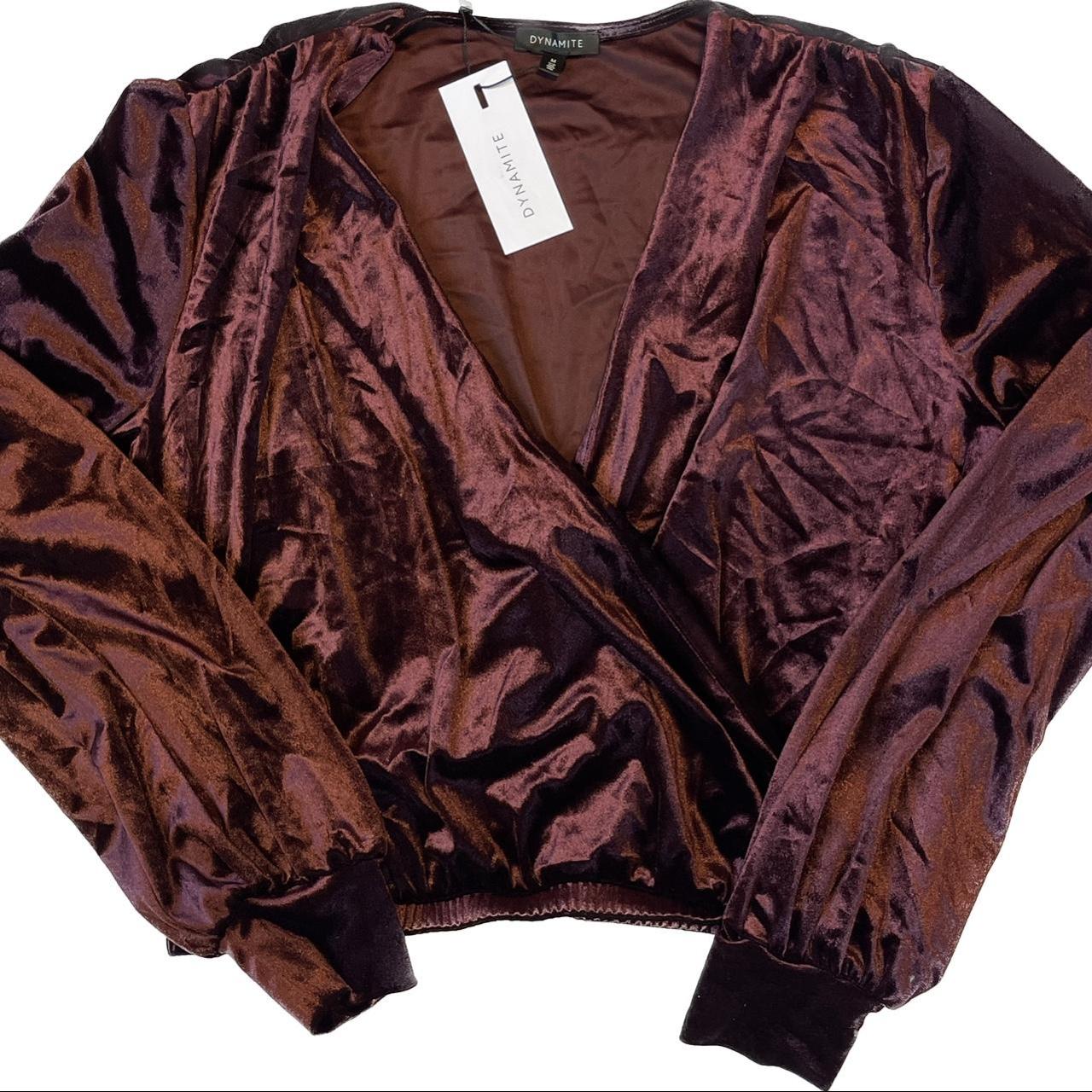 Dynamite brand burgundy’s velvet wrap blouse. New... - Depop