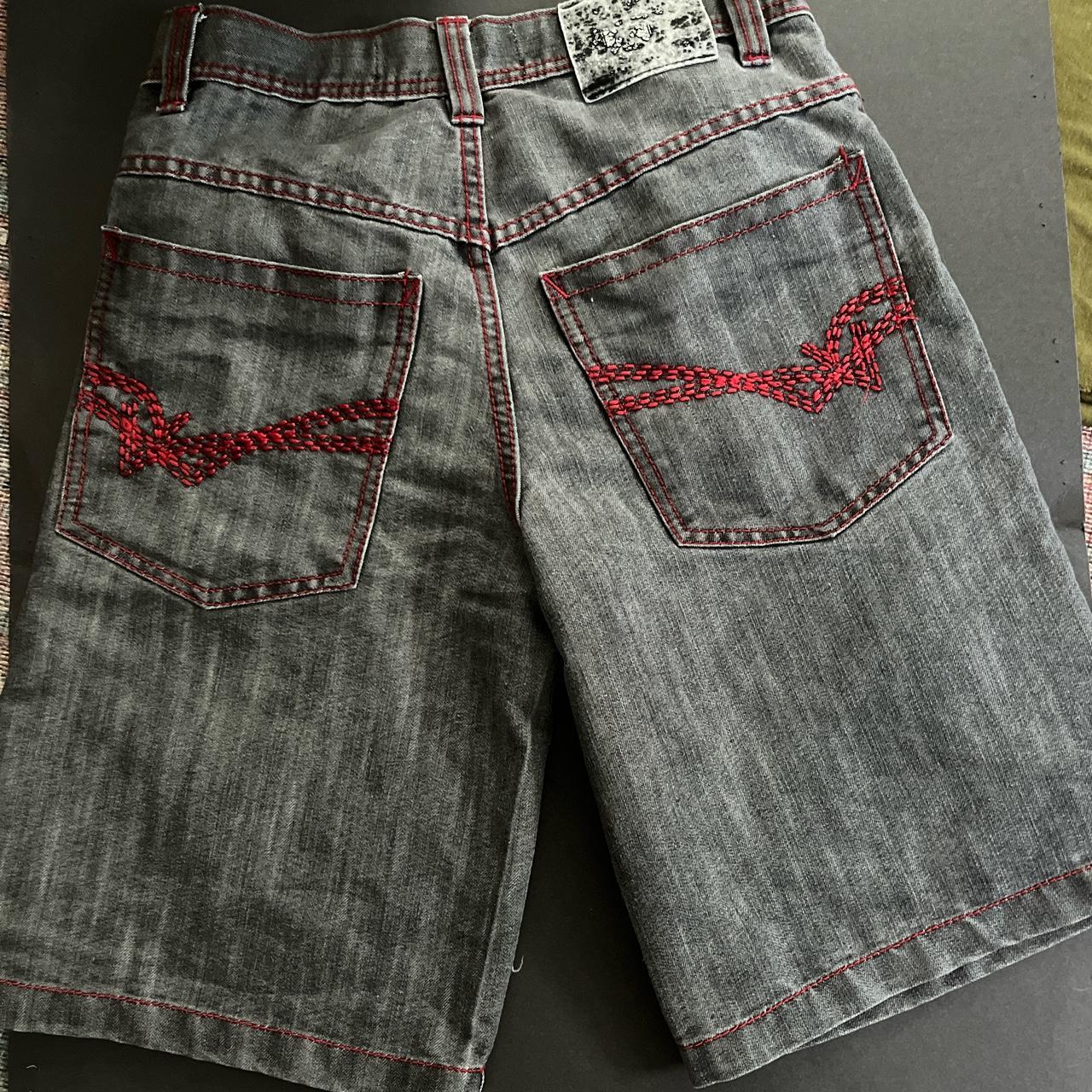 Jorts vintage red detail 14” waist #skater #jorts... - Depop