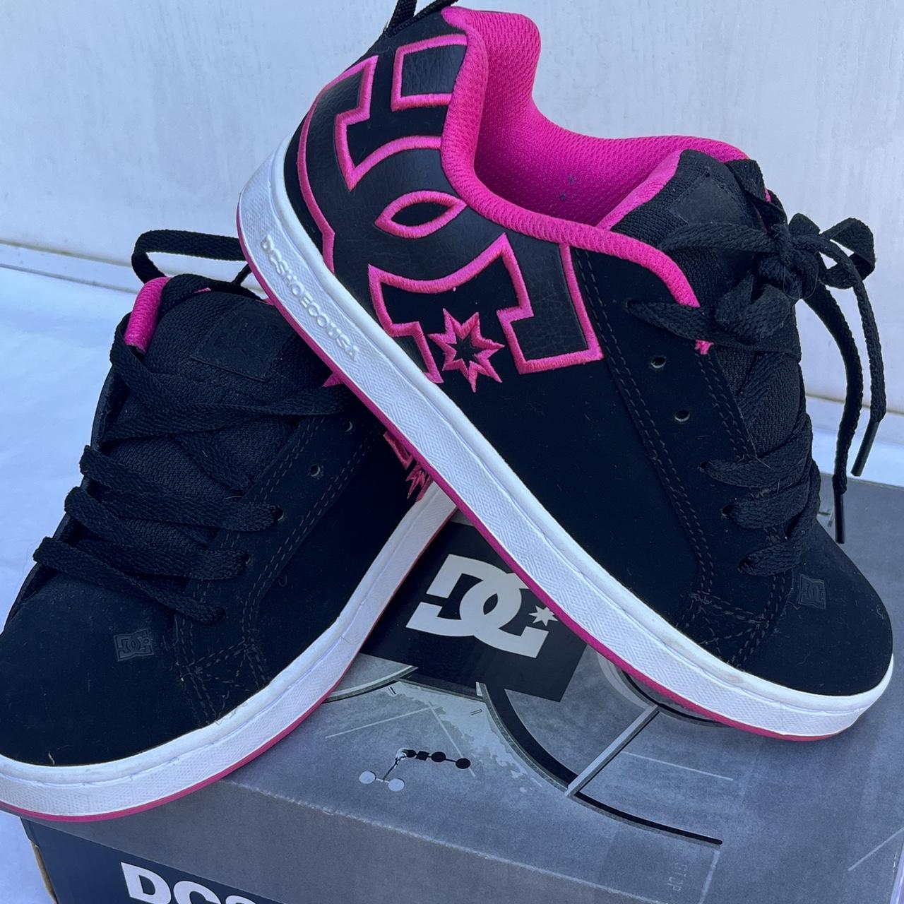 DC Shoes Women's Black and Pink Trainers | Depop