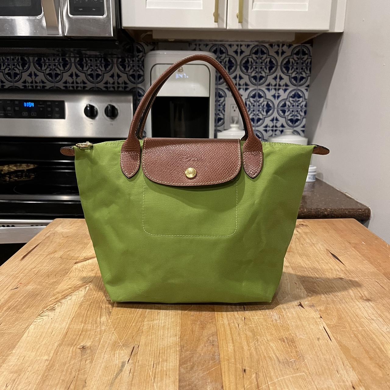 Long champ mini color green/brown condition 9/10 has... - Depop