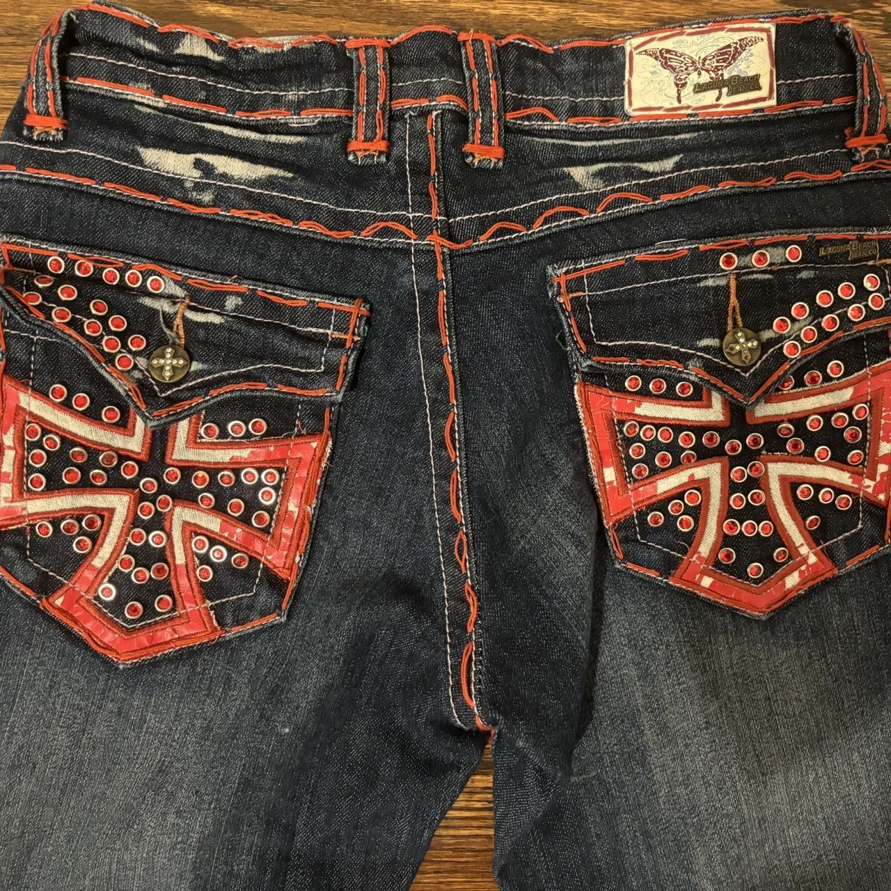 red gem laguna beach bootcut jeans! size 27 fits... - Depop