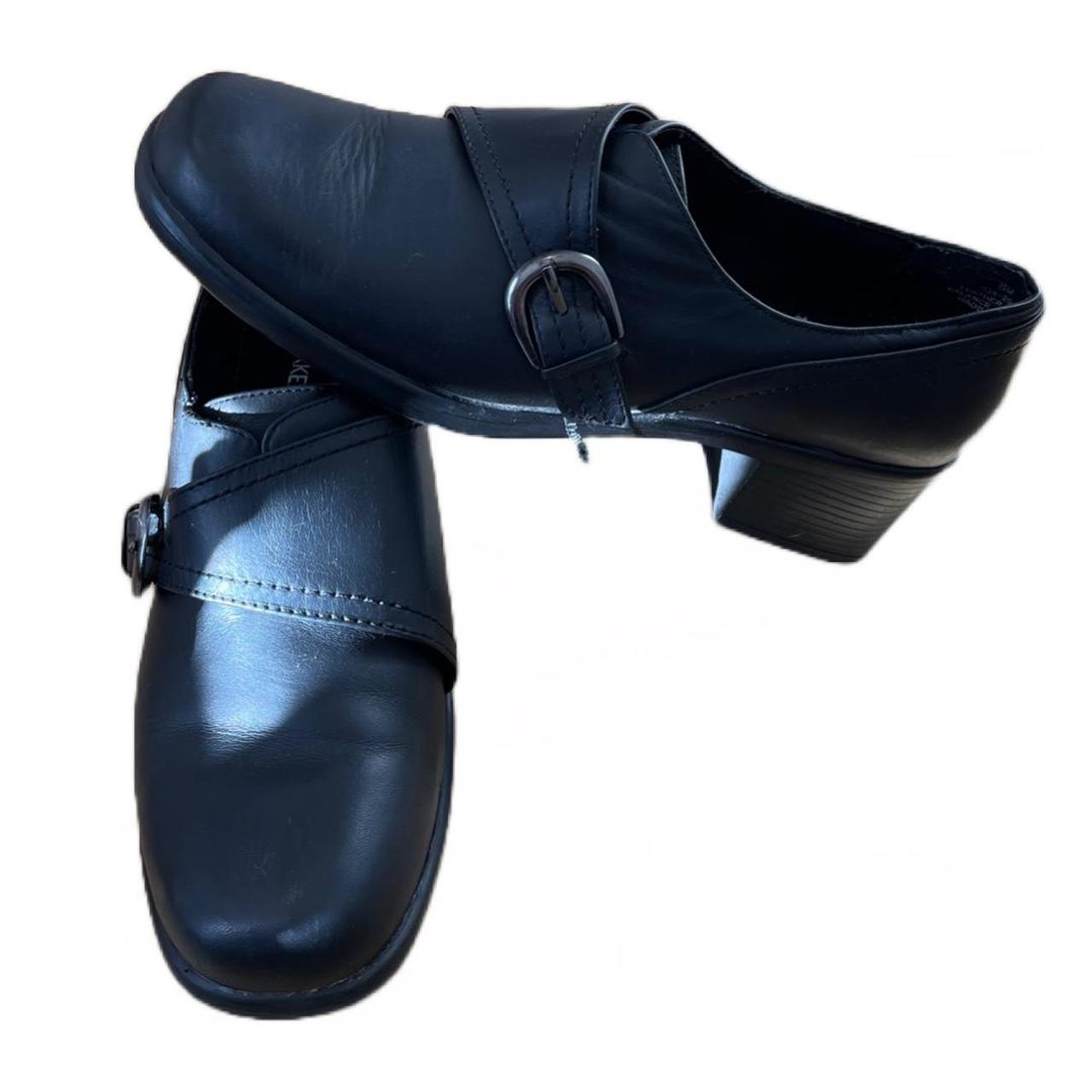 silver super cute black leather pilgrim buckle... - Depop