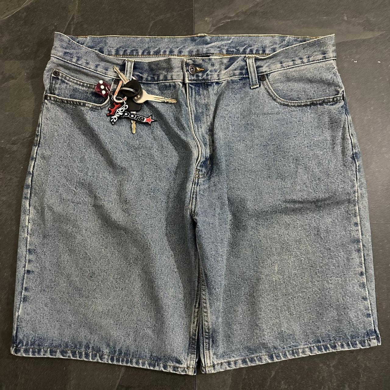light blue jorts size 38 12 inch leg opening 11.5... | Depop
