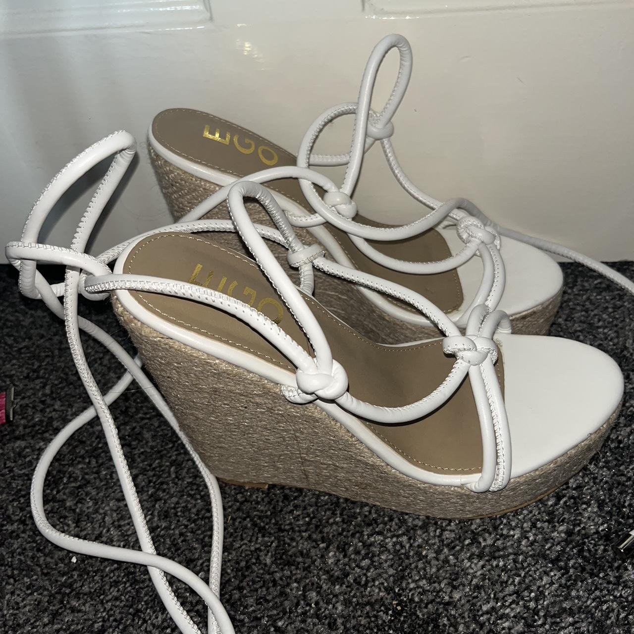 The most gorgeous white tie up wedges Bought for... - Depop