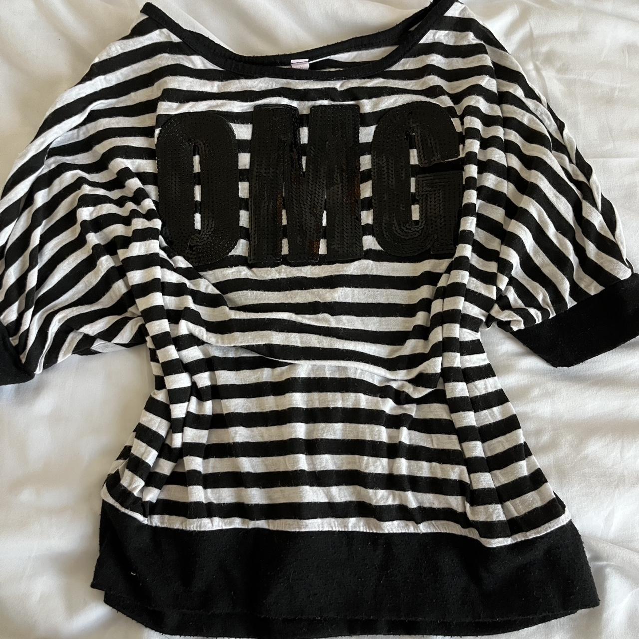 2016 core Black and white striped OMG top #2016core... - Depop