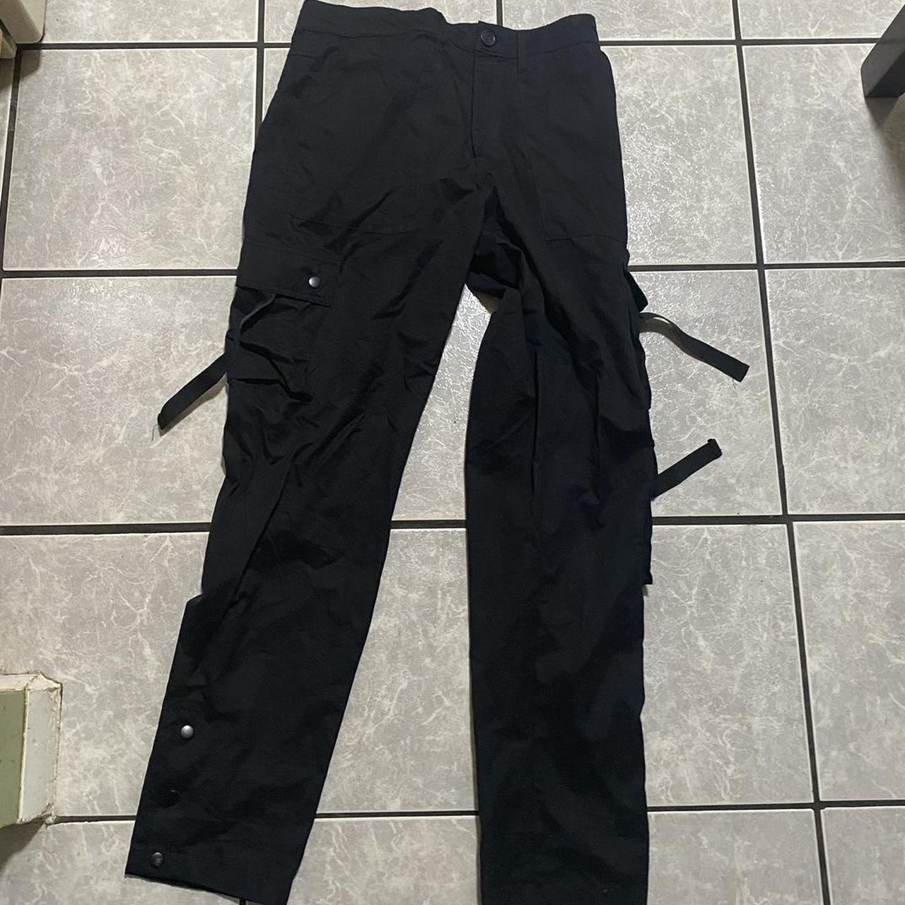 black snap cargos perfect fit for a 32 can be flared... - Depop