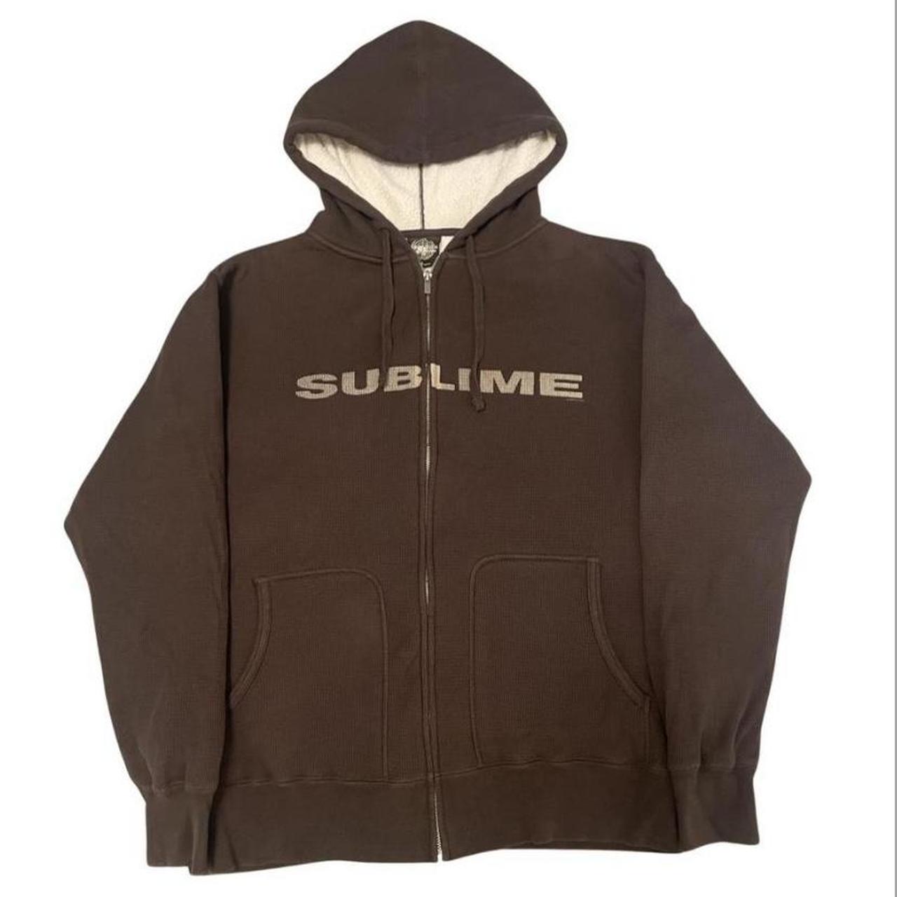 Vintage brown sublime zip up hoodie large sherpa... - Depop