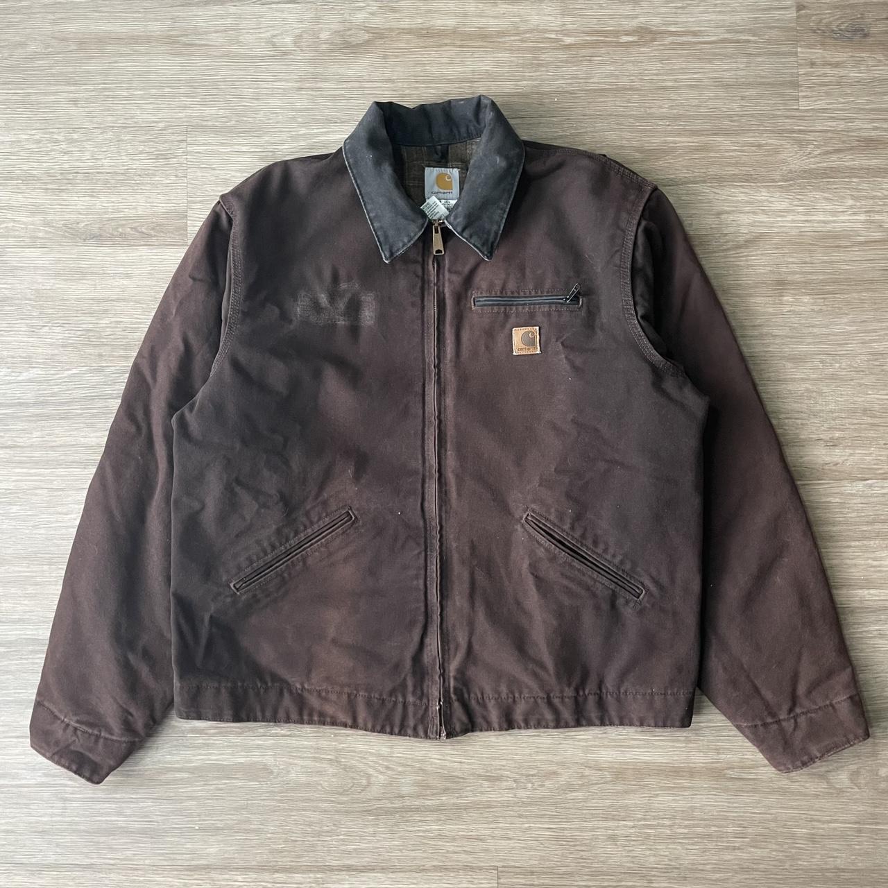 Vintage Carhartt Dark Brown Detroit Jacket Blanket... - Depop