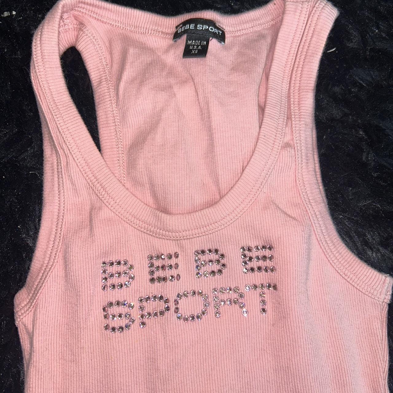 💕2000s super cute Bebe sport rhinestone ribbed tank... - Depop