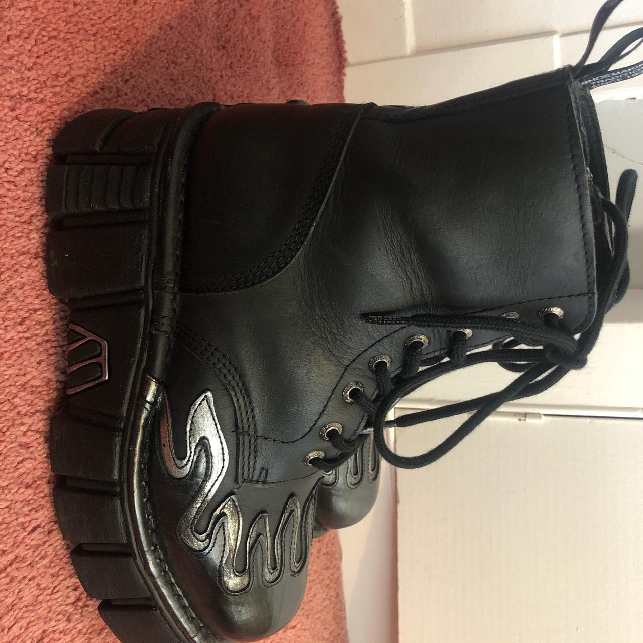 Black New Rock high platform boots with silver... - Depop