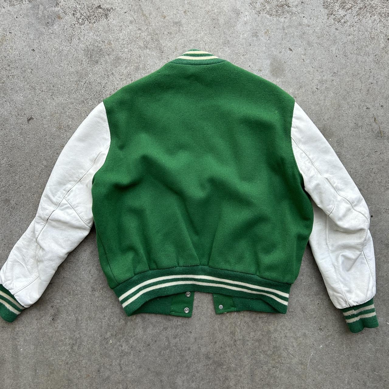 Vintage Green Varsity Jacket Sz M/L * size: M/L *... - Depop