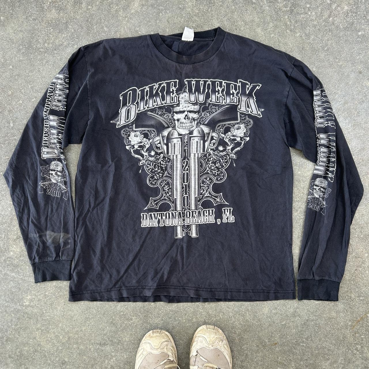 Gothic Skull Bike Week Long Sleeve * size: tag is... | Depop