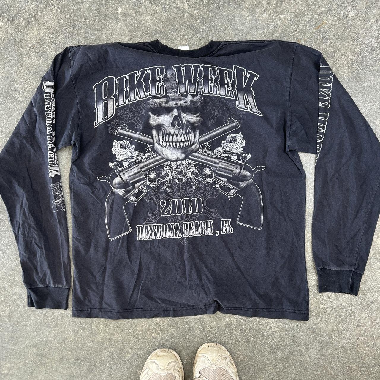 Gothic Skull Bike Week Long Sleeve * size: tag is... | Depop