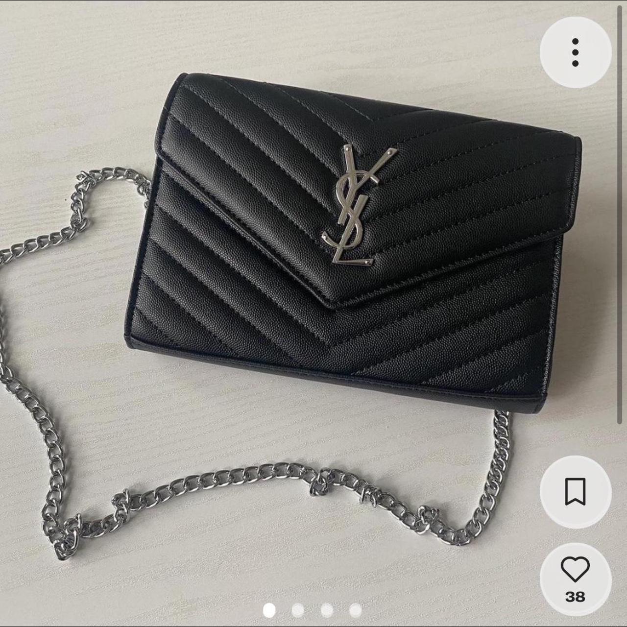 Black and silver YSL Crossbody Purse #ysl... - Depop