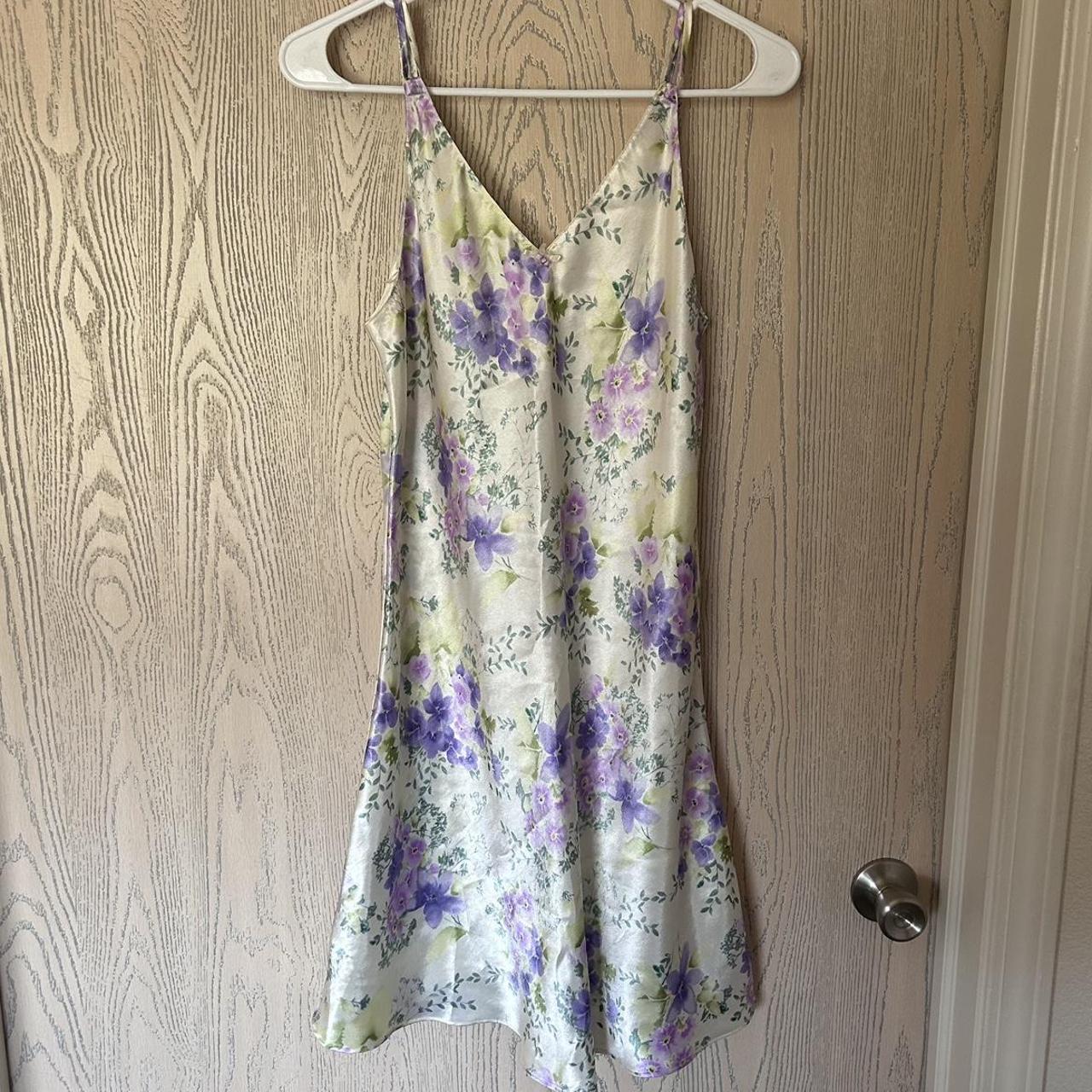 Vintage purple floral pattern slip dress!! No tags,... - Depop