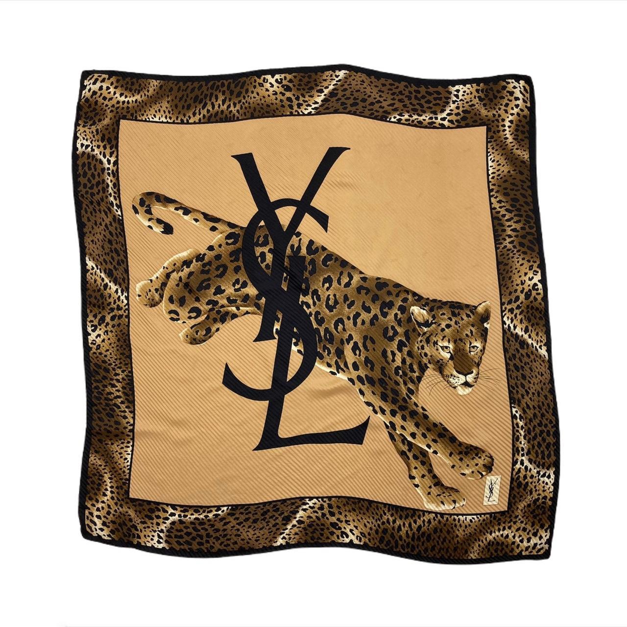 YSL Yves Saint Laurent Pleated Monogram Silk Scarves... - Depop