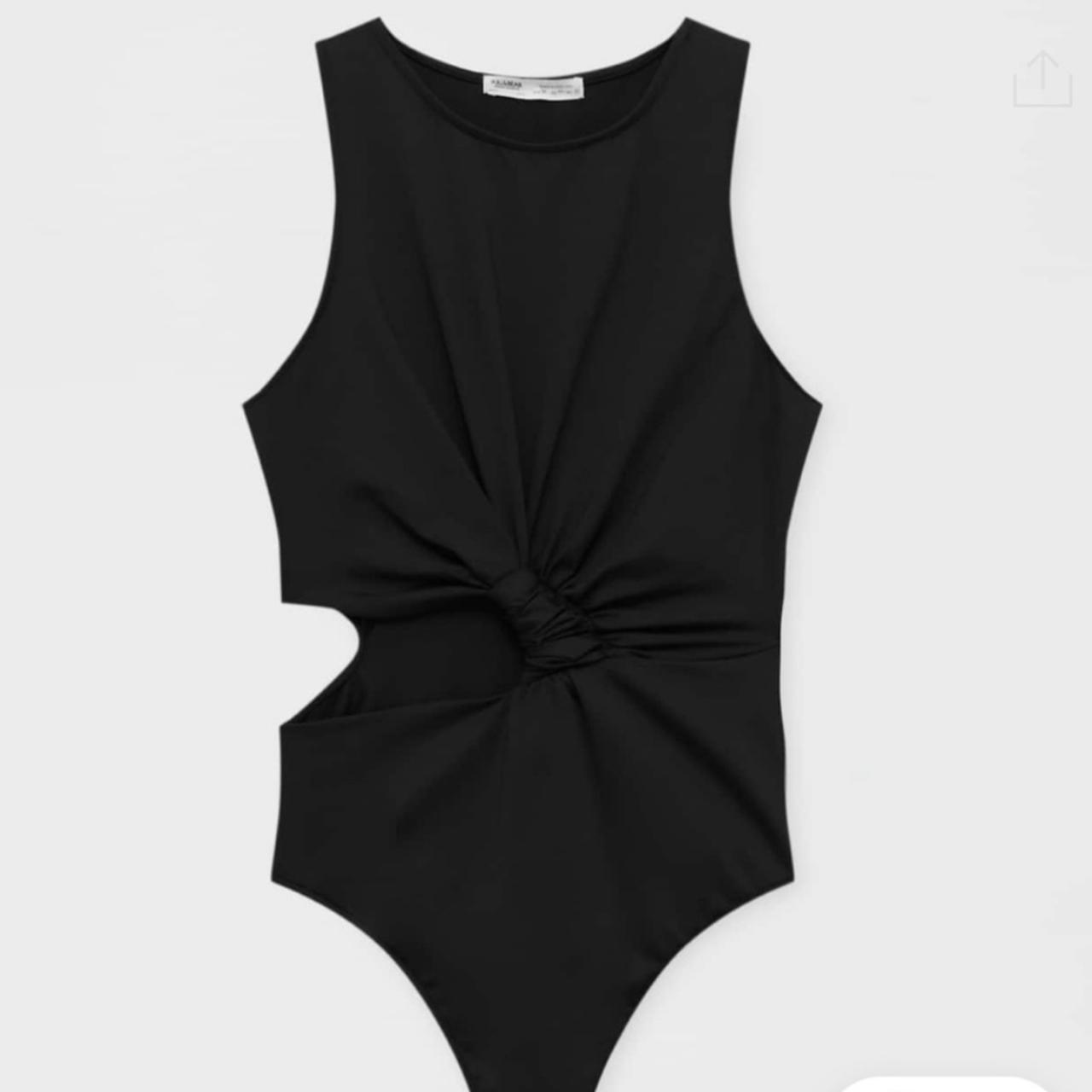 Pull&Bear Women's Black Bodysuit | Depop