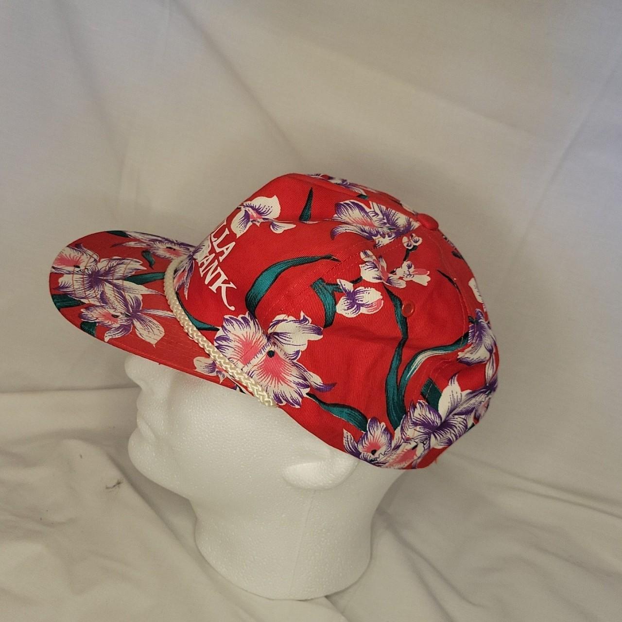Vintage Floral Hawaiian 90s Wakulla Bank Hat... - Depop