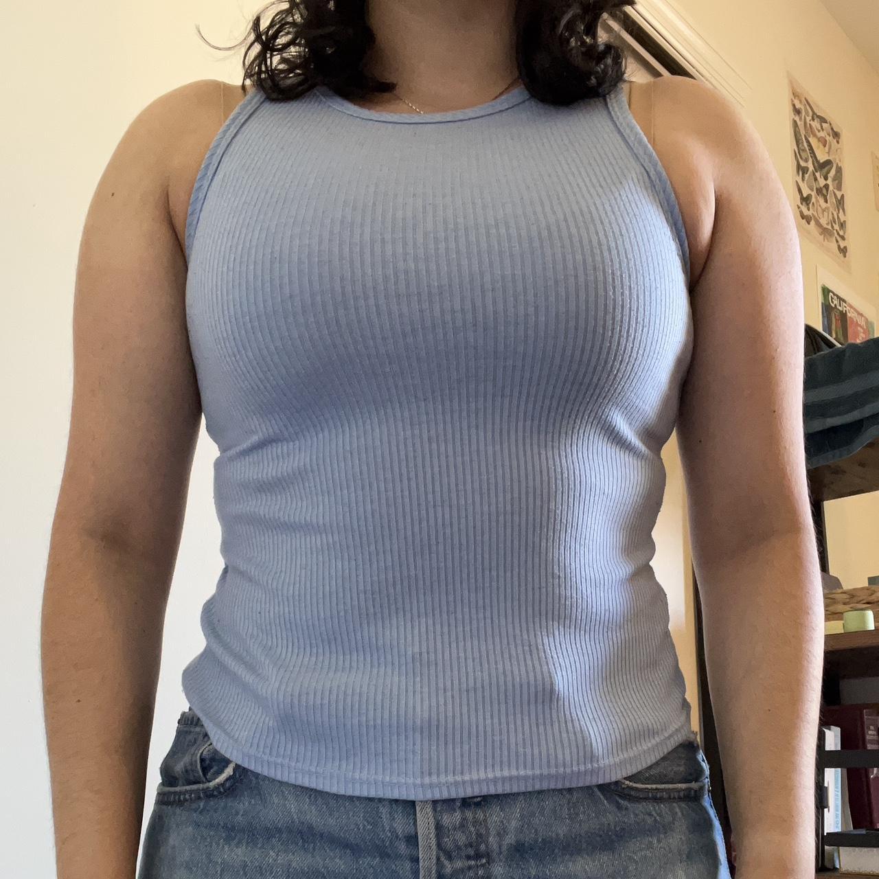 simple light blue tank top. super cute and easy to... - Depop