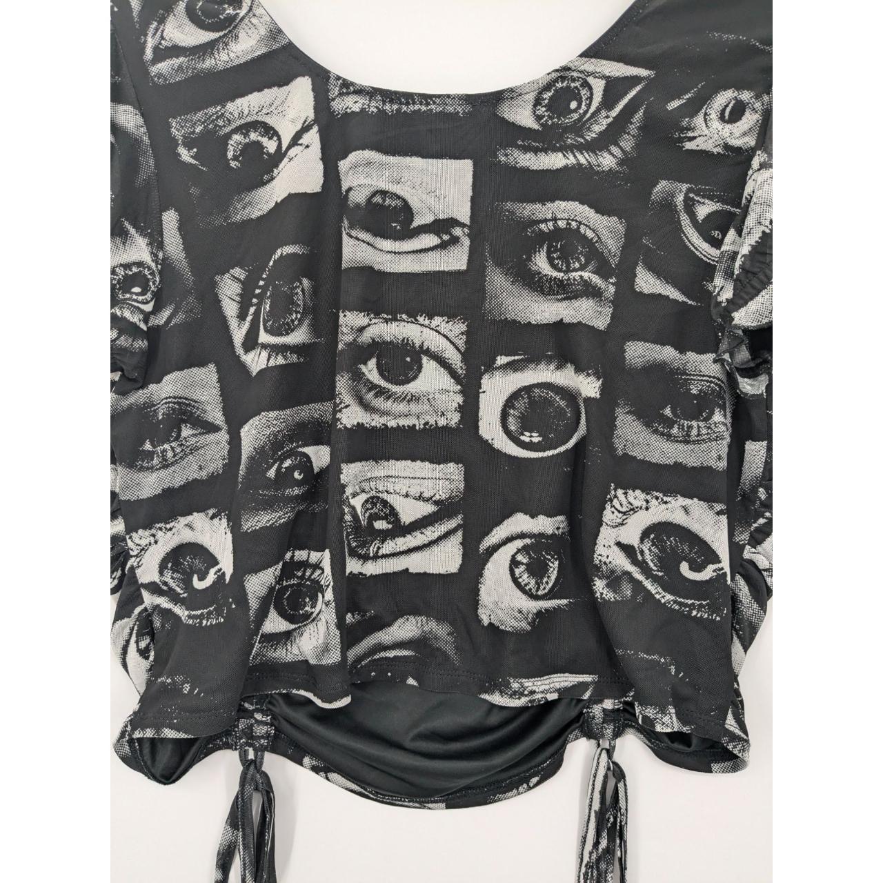 Hot Topic Mesh Crop Top Women Size 2X Allover Eyes... - Depop