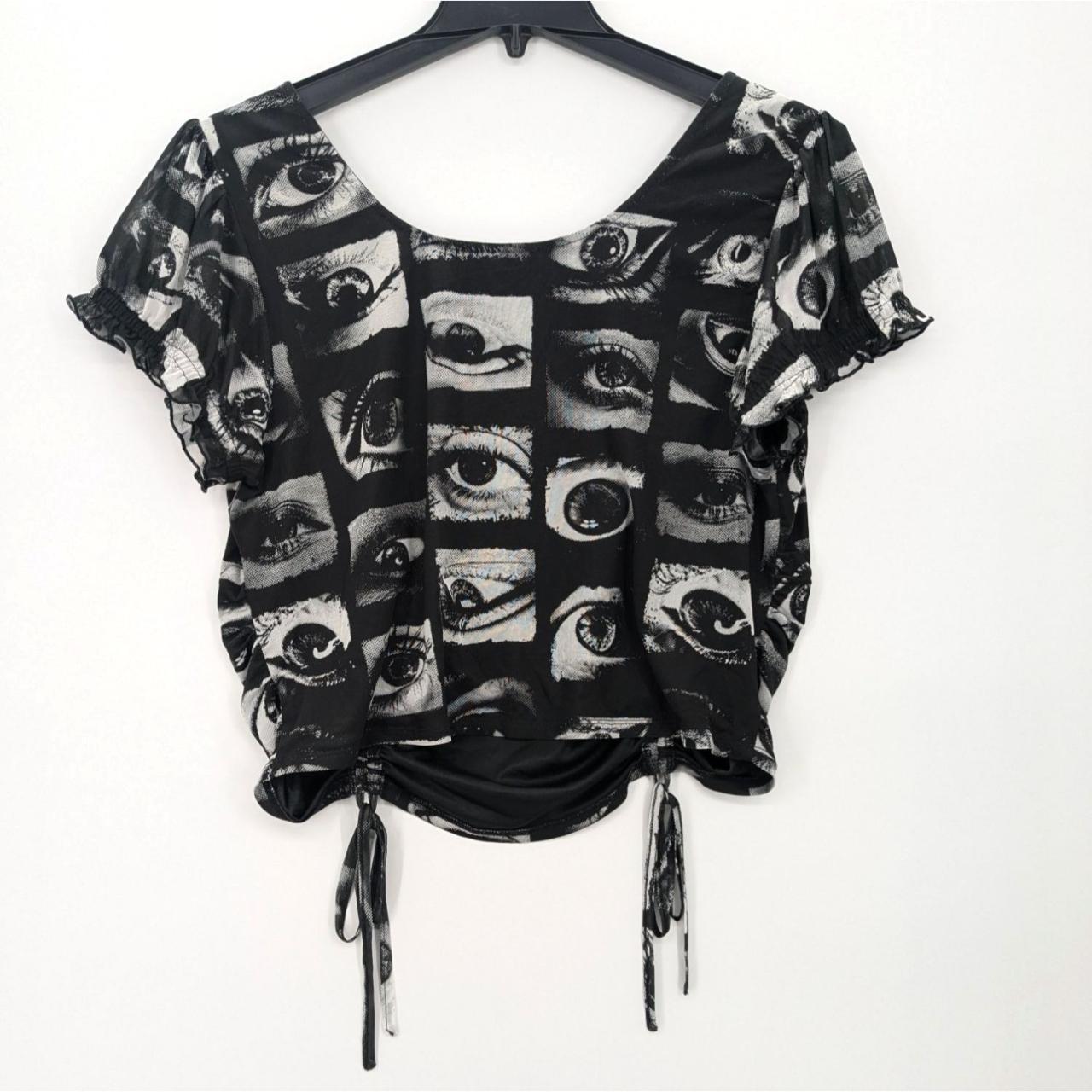 Hot Topic Mesh Crop Top Women Size 2X Allover Eyes... - Depop