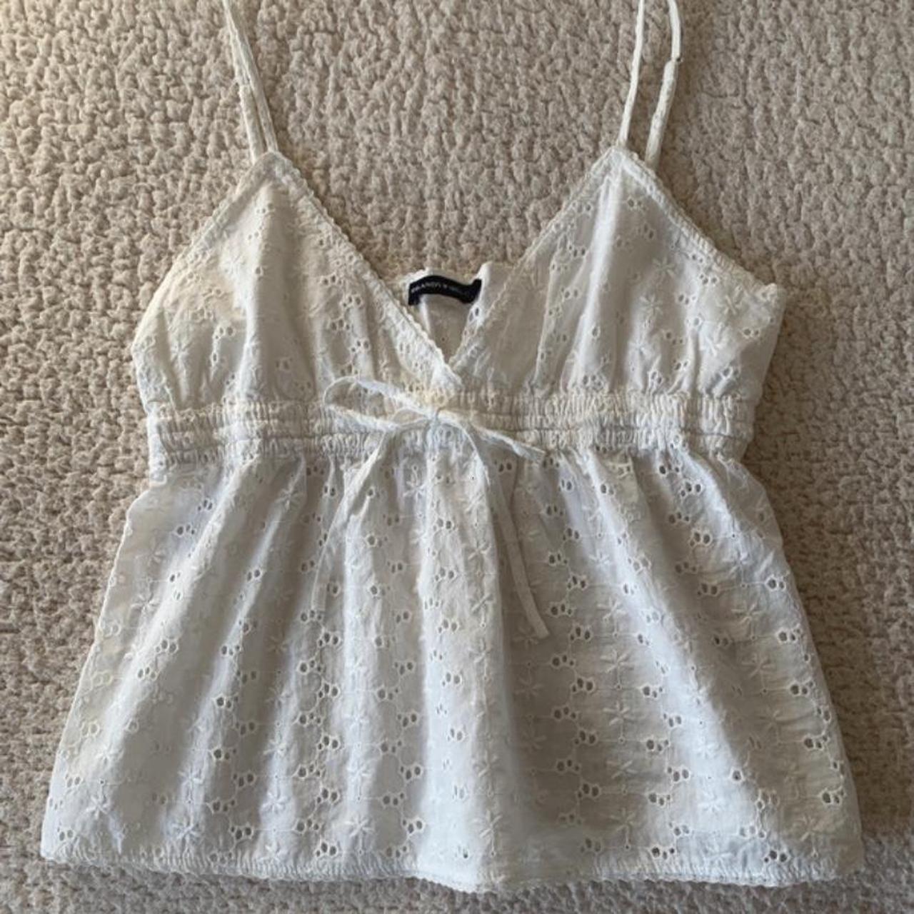 brandy white embroidered edith eyelet top open to... - Depop