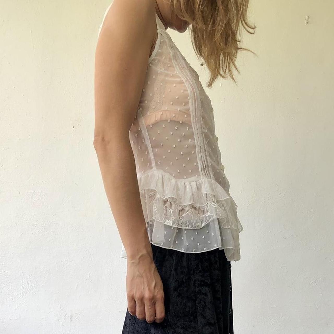 transparent white sheer top from Morgan, with an... - Depop