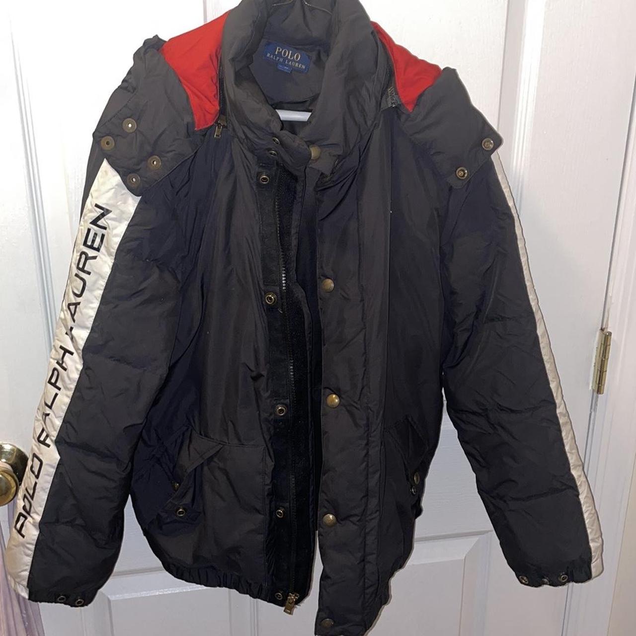 Ralph Lauren Coat. Black and white Coat with red... - Depop