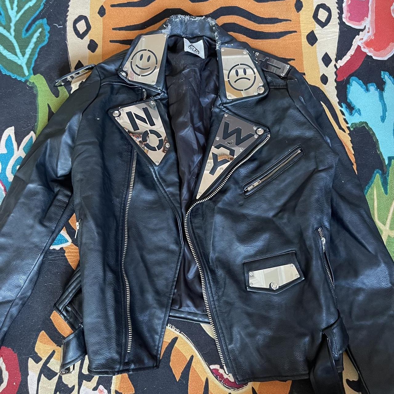 UNIF No Way Moto leather jacket. Lots of wear,... - Depop