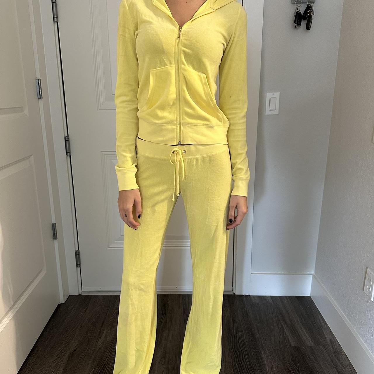 Yellow Juicy couture velvet tracksuit Says “Fun is... - Depop