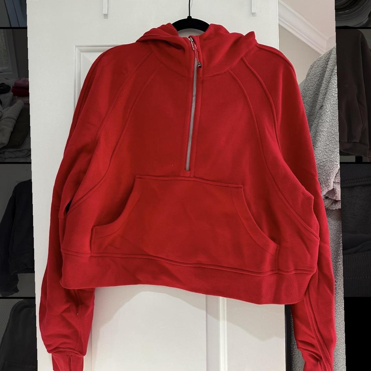 Lululemon half zip scuba dark red M/L never worn - Depop