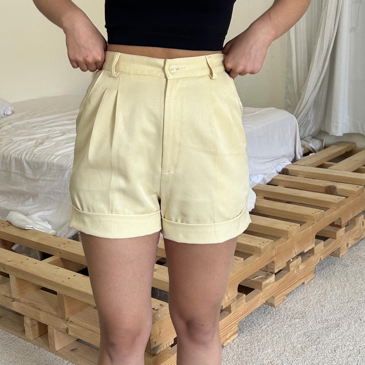 Vintage high-waisted light yellow shorts Size 6 but... - Depop