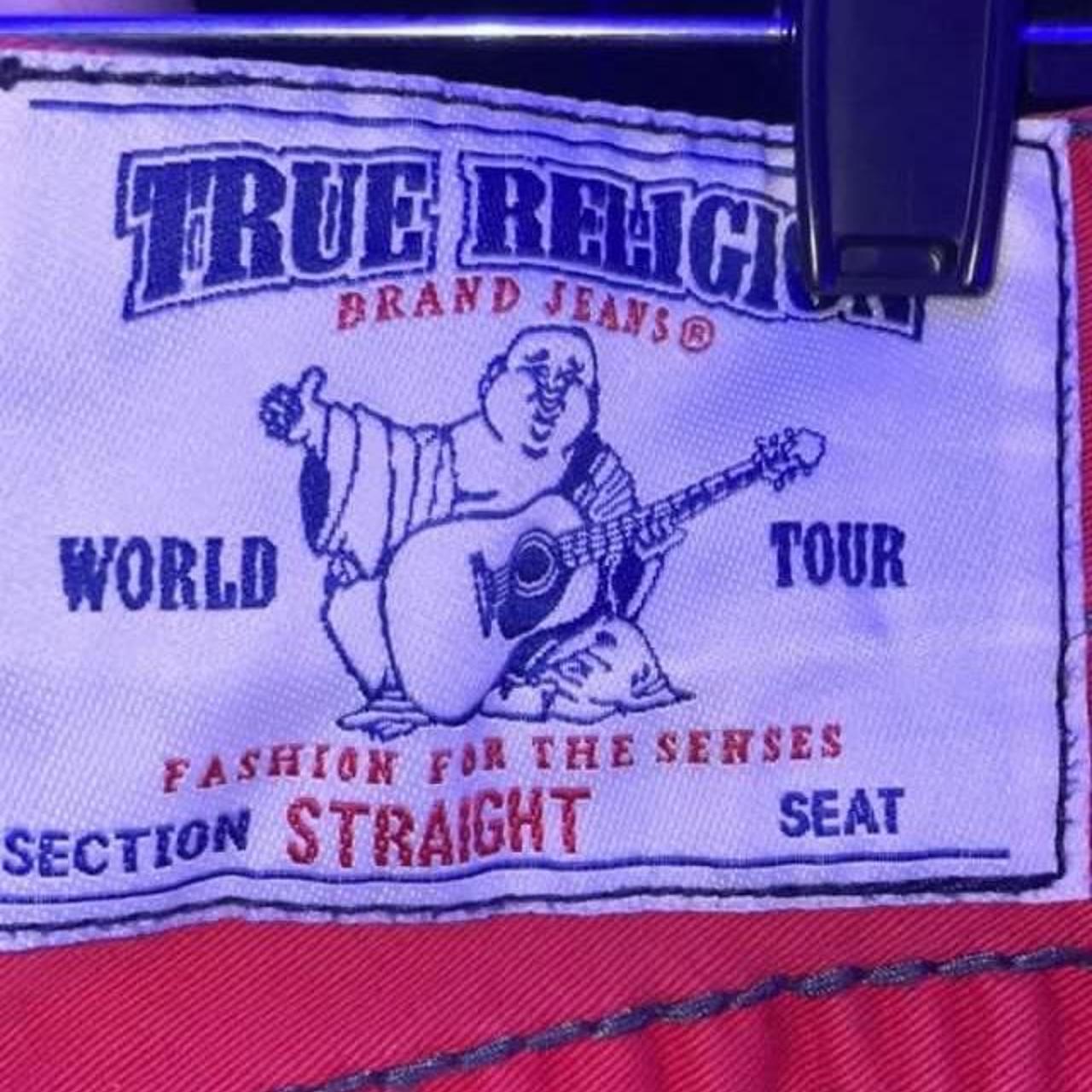 RARE blood red trueys with brown stitches, 31x32... - Depop