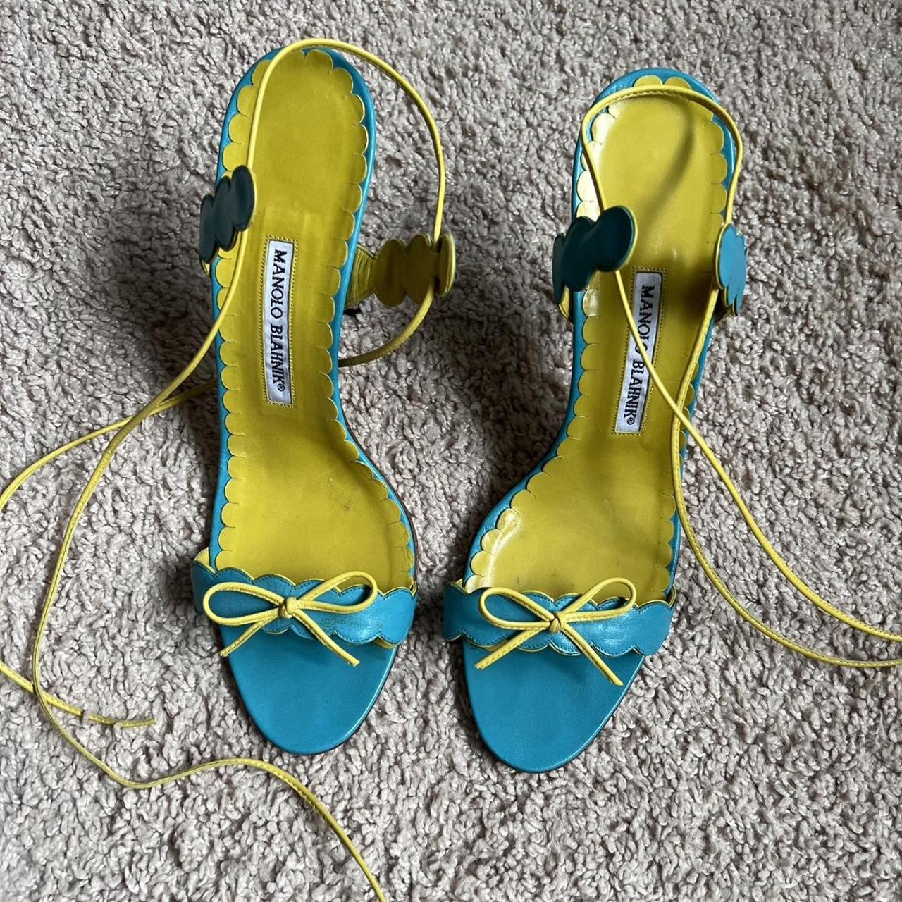 vintage manolo blahnik wrap sandals 4.25”... - Depop