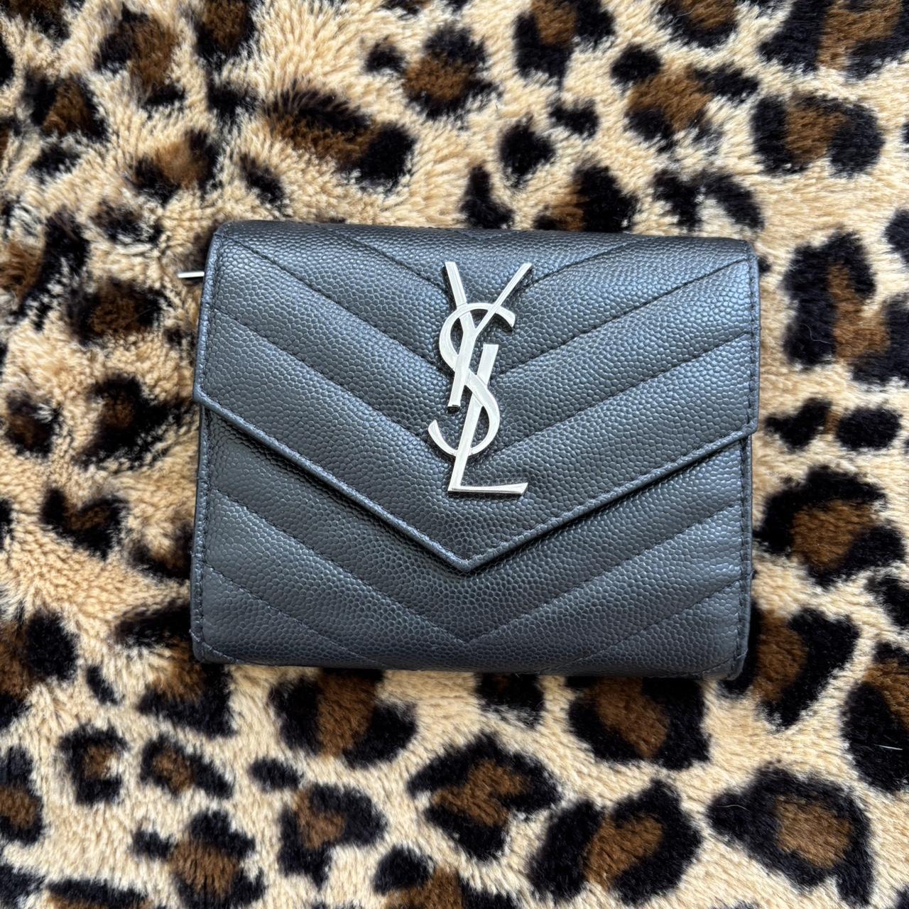 ysl/saint laurent trifold wallet with silver... | Depop