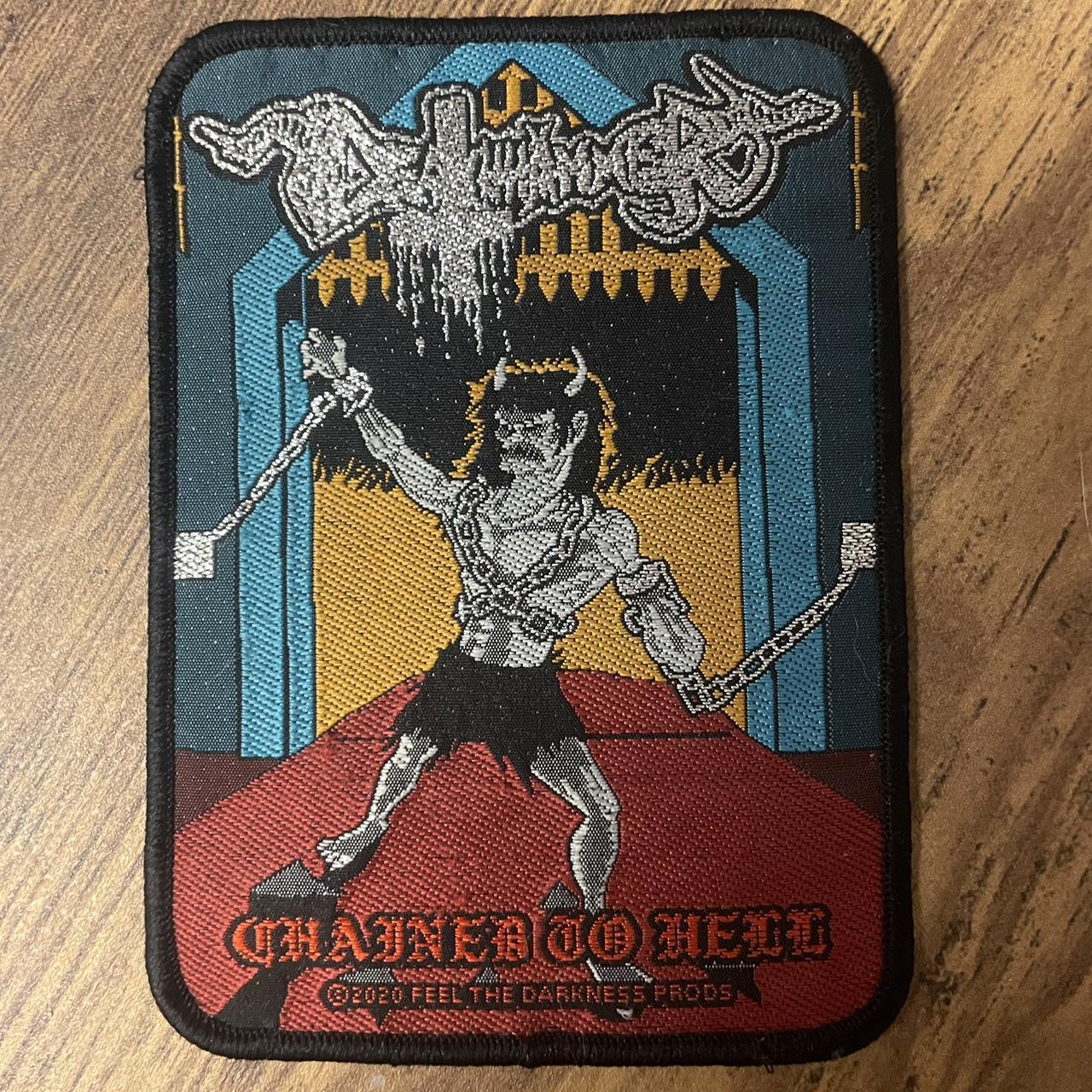 deathhammer chained to hell woven patch with glitter... - Depop