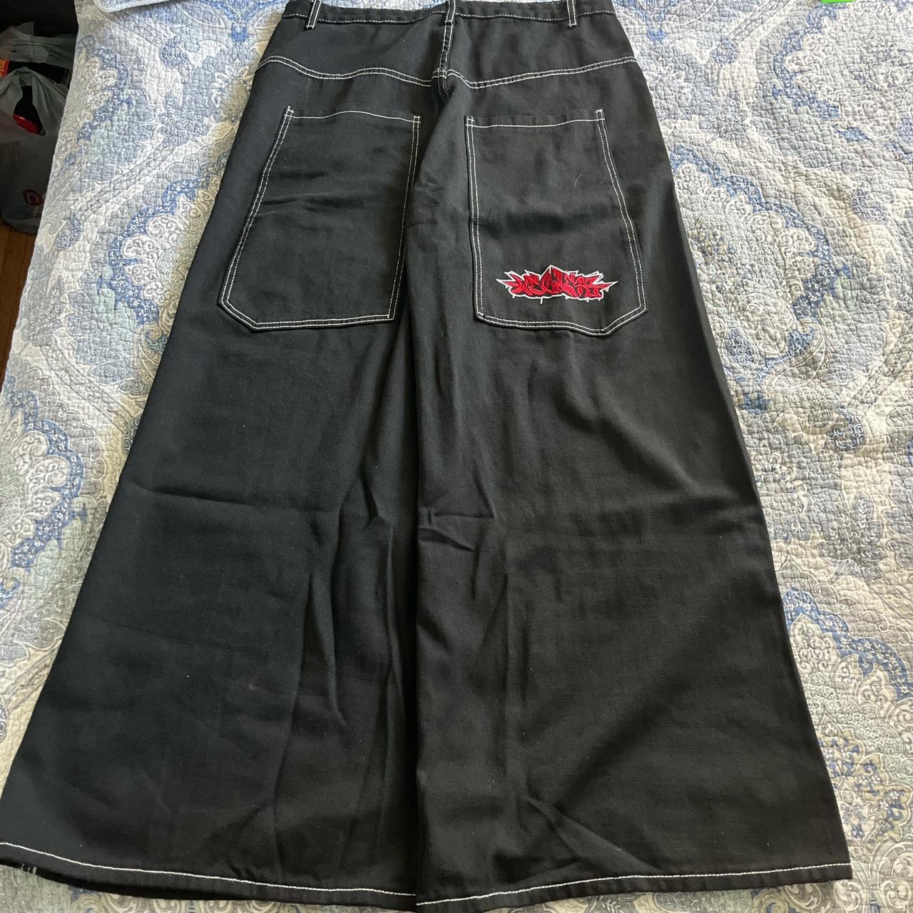 baggy Jnco jeans wide leg embroidery on back pocket... - Depop