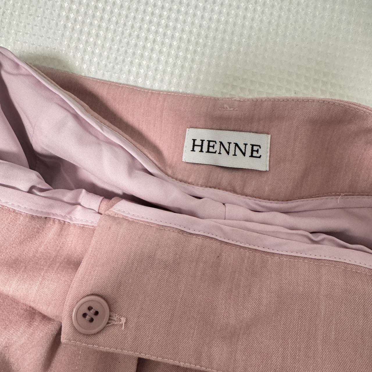 Pink Henne tailored shorts. Size 12. Worn... | Depop